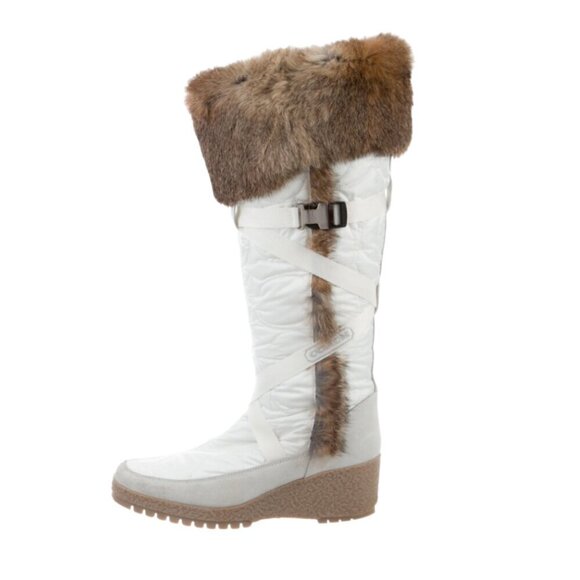 Coach | Shoes | Coach Mackenzie Boots Italy Tall Fur Trimmed White ...
